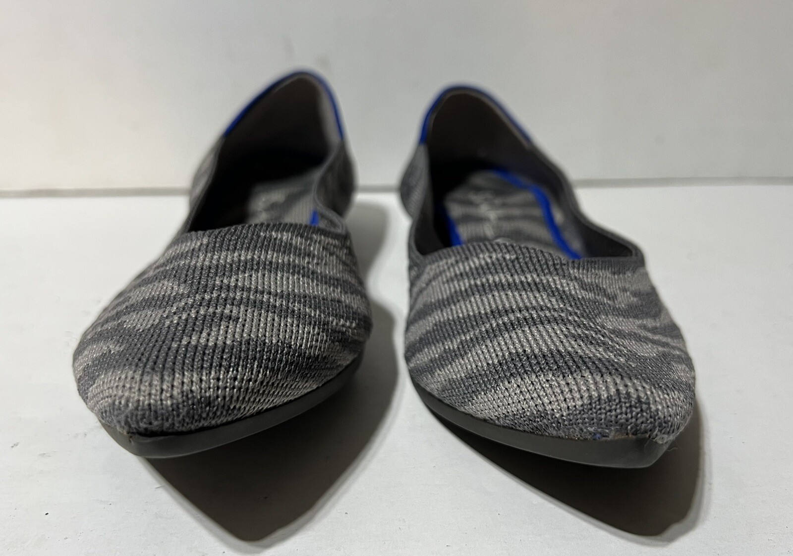 Rothys The Point Gray Zebra Pointed Flats Retired Rare Animal Print ...