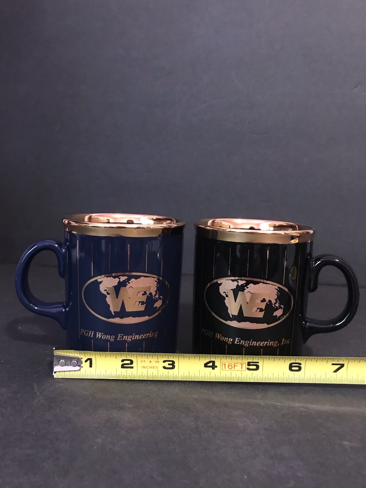 Vintage PGH Wong Engineering Mugs Gold Rimmed & Gold Logo (1)Blue (1 ...
