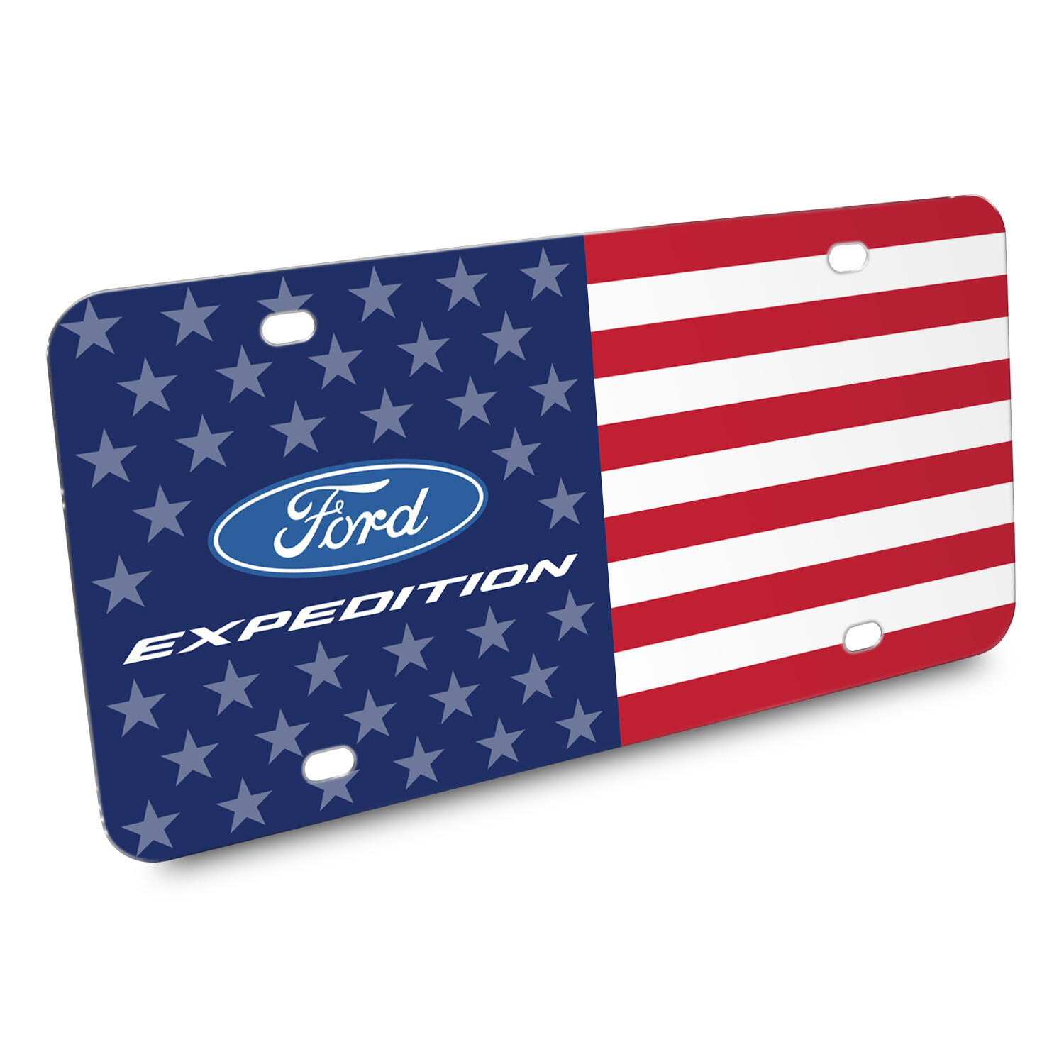 Ford Expedition Logo USA Flag Graphic on Aluminum Metal License Plate ...