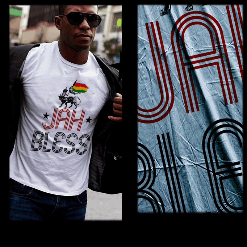 Reggae t-shirt Jah Bless Rasta Flag Jah Rastafari Haile Selassie I ...