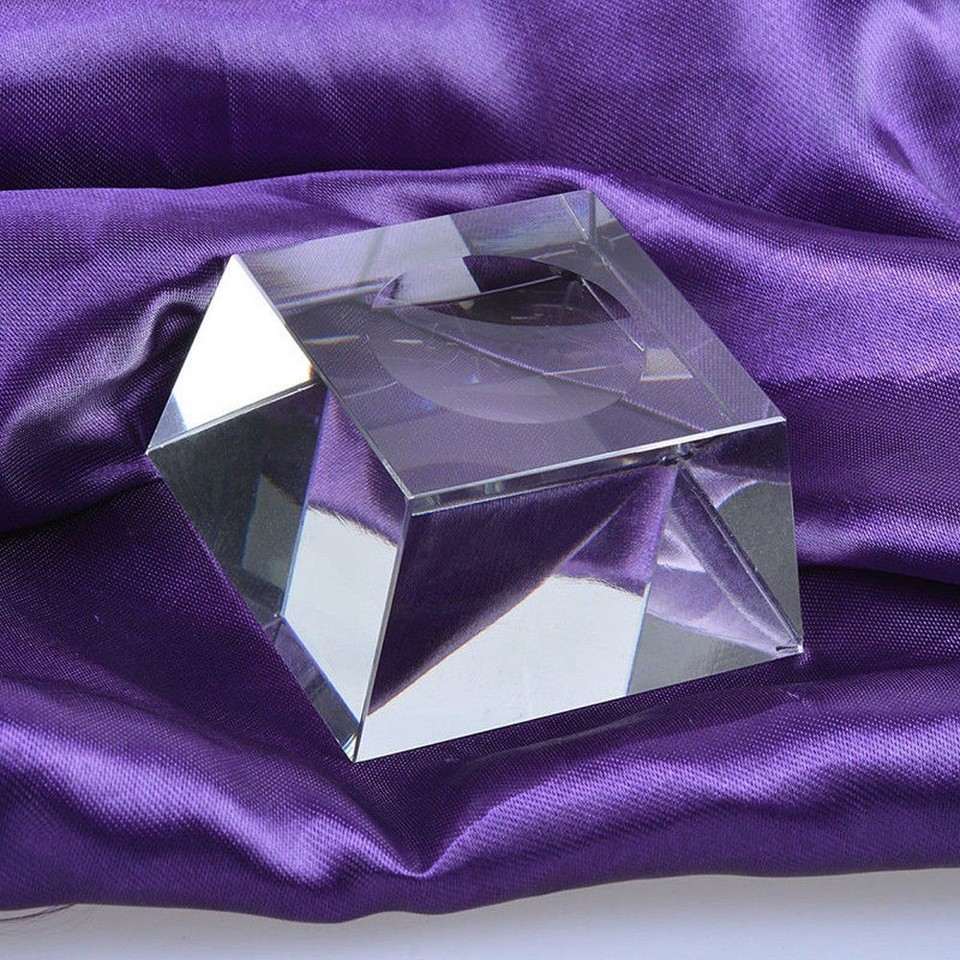 Clear Glass Square Dimple Block Stand for Crystal Ball Unique Display ...