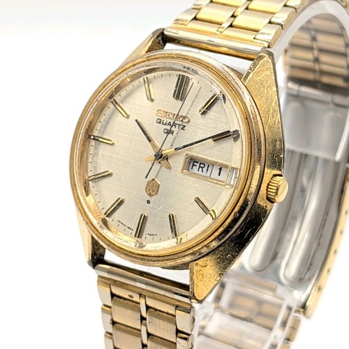 Seiko 3863 7001 Watch Men's Quartz Round Gold Day Date Vintage Working ...