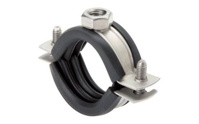 5 Schraubrohrschelle / Rohrschelle TPG Edelstahl V4A mit Gummieinl, M10 ...