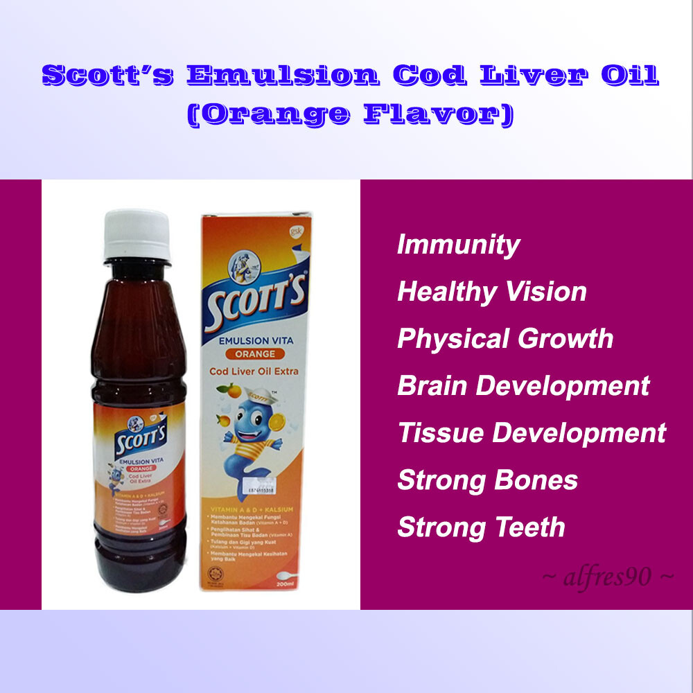 Buy 200ml Scott's Emulsion Cod Liver Oil Extra (orange Flavor) - Health ...