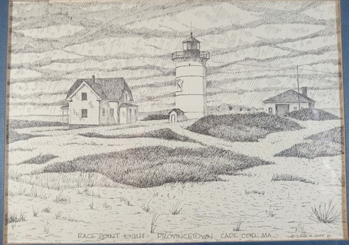 Race Point Light Provincetown CLARK M GOFF Pen Ink Sketch Print Ptown ...