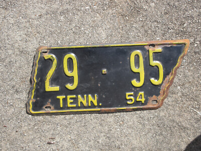 1954 Tennessee State Shaped License Plate TN Tenn Shape Anderson County ...