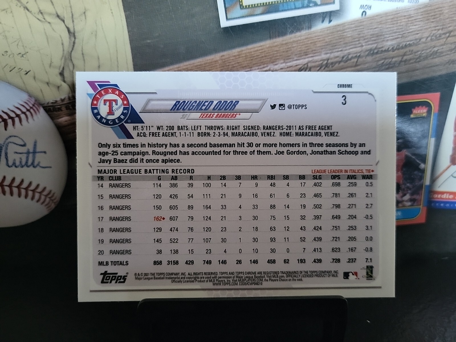 2021 Topps Chrome Negative Refractor #3 Rougned Odor - Texas Rangers | eBay