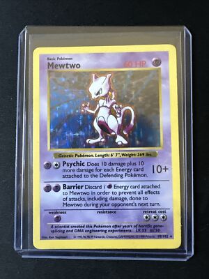1999 POKEMON MEWTWO 10/102 BASE SET SHADOWLESS LP-/MP+ CONDITION SEE ...