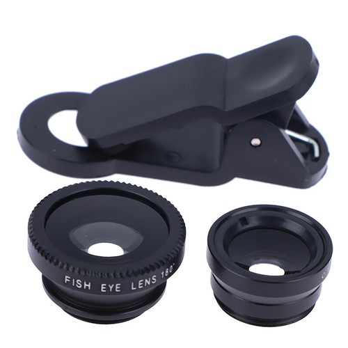 3in1 Fisheye Phone Lens 0.65X Wide Angle Zoom Fish Eye Macro Lenses ...