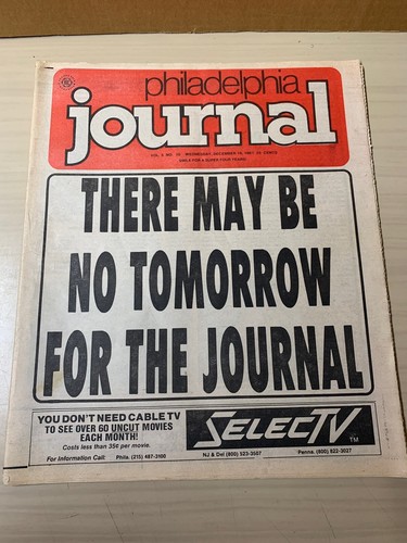 Philadelphia Journal Final Issue Newspaper, Complete, Dec. 16th, 1981 ...