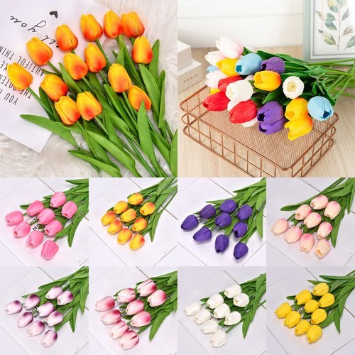 Exquisite No Color Fading Artificial Tulip Flowers For Cafe And ...