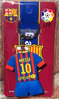 Messi Barcelona Soccer Jersey Key Chain #10 - Home Jersey PVC Rubber ...