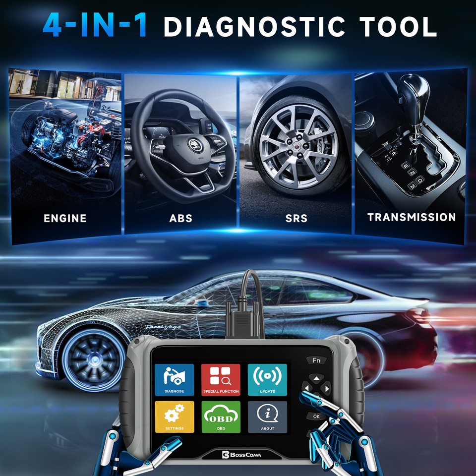 BOSSCOMM IF745 Car Diagnostic Tool OBD2 Scanner All System Code Reader ...