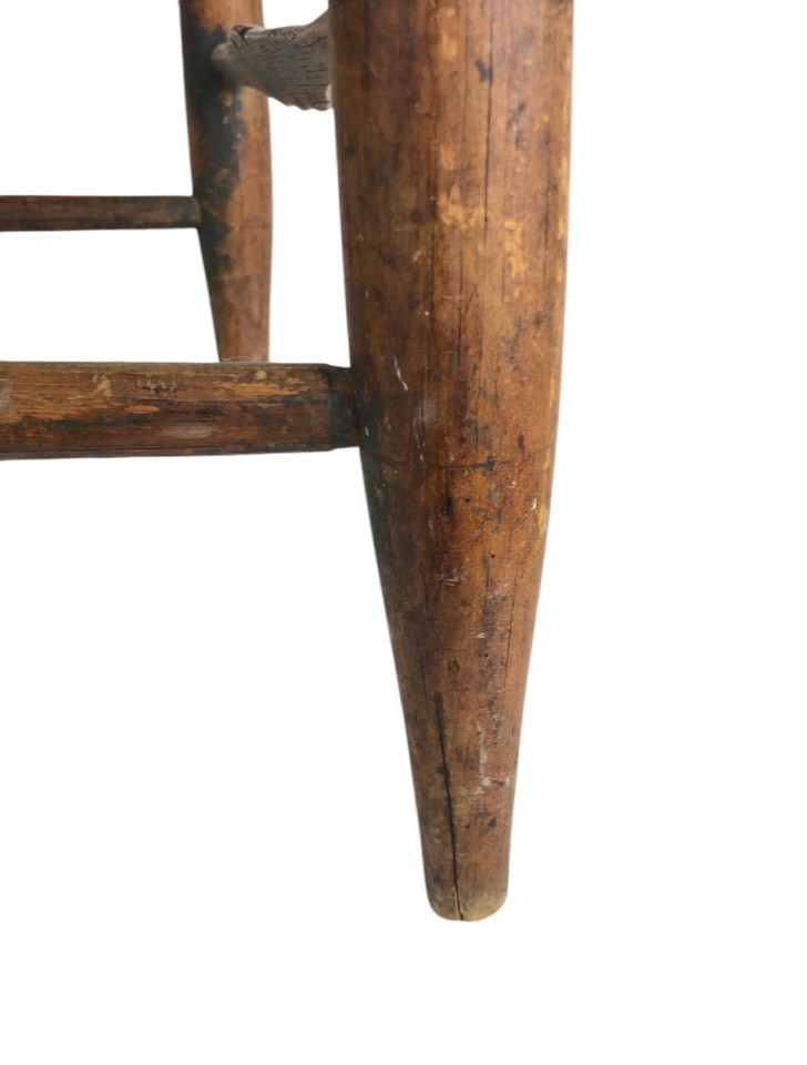 Primitive Antique Ladderback Splint Weave Seat Poynor Side Chair | eBay