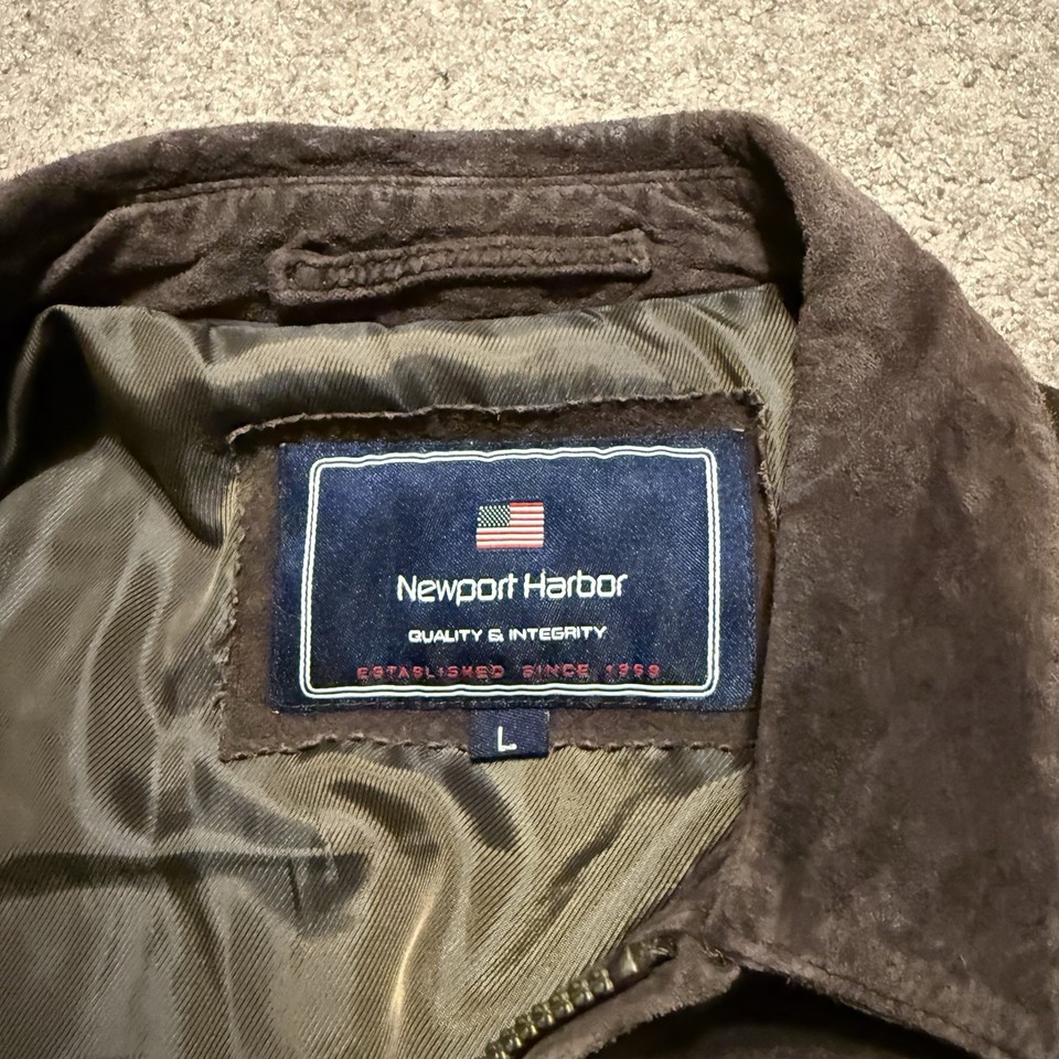Vtg Newport Harbor Jacket Men's Large Brown Soft Suede Leather Sz L | eBay
