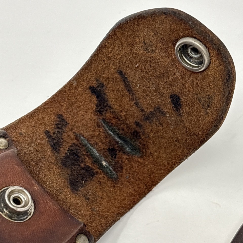 Old Timer Schrade 1250T Single Blade Pocket Knife Leather Sheath *READ ...