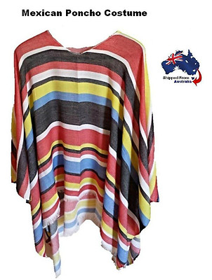 Mexican Poncho Wild West Cowboy Bandit Spanish Fancy Dress Party ...