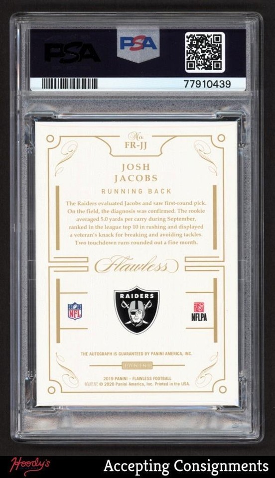 2019 Panini Flawless Signatures Silver Josh Jacobs RC ROOKIE AUTO 09/20 ...