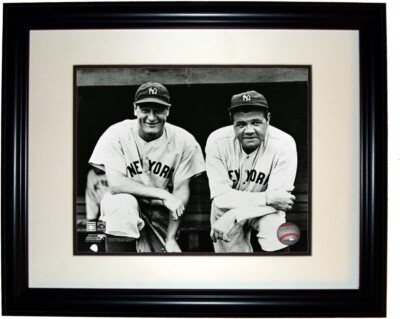 Lou Gehrig / Babe Ruth 8x10 Photo in 11x14 Double Matted Black Frame ...