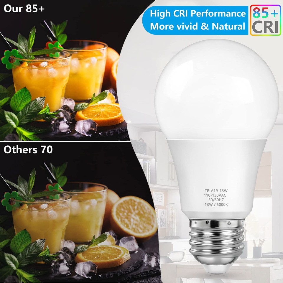 A19 LED Light Bulbs, 100 Watt Equivalent LED Bulbs, Daylight White ...