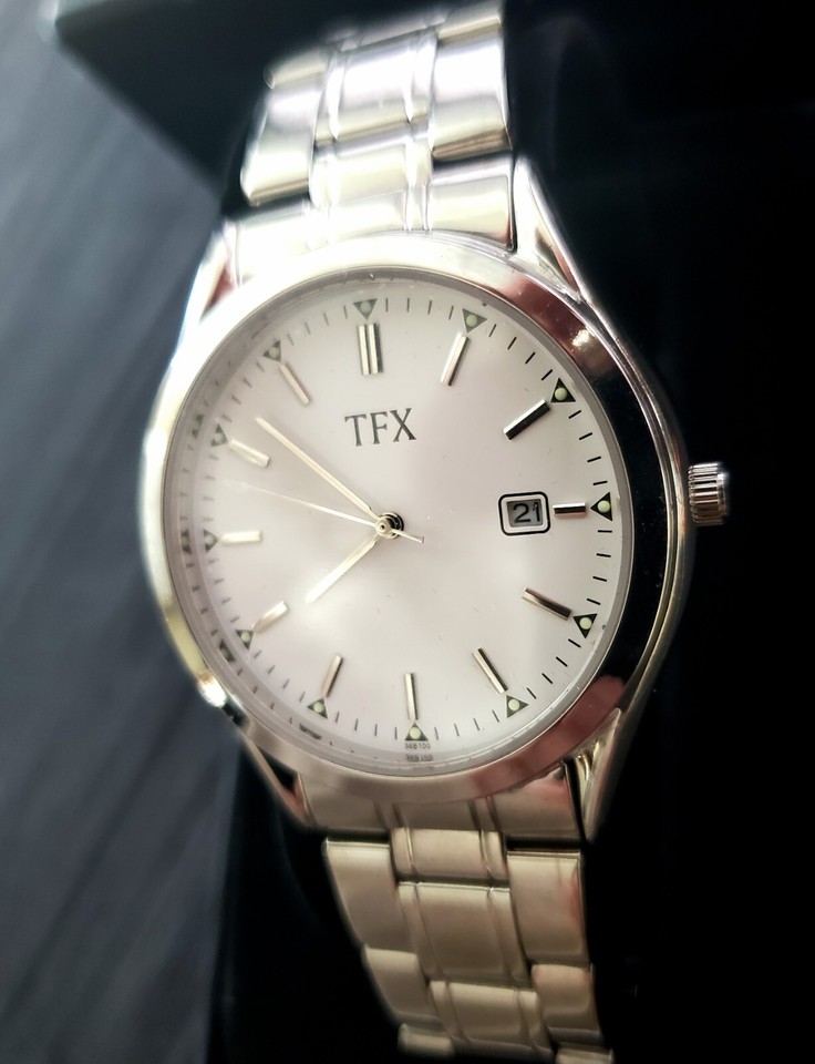 Bulova TFX Stainless Steel Date White Enamel Dial Mens Watch | eBay