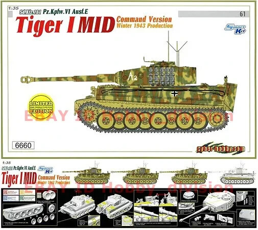 Dragon/CyberHobby 1:35 Tiger I Mid Command Winter 1943 Prod 6660 [U20 ...