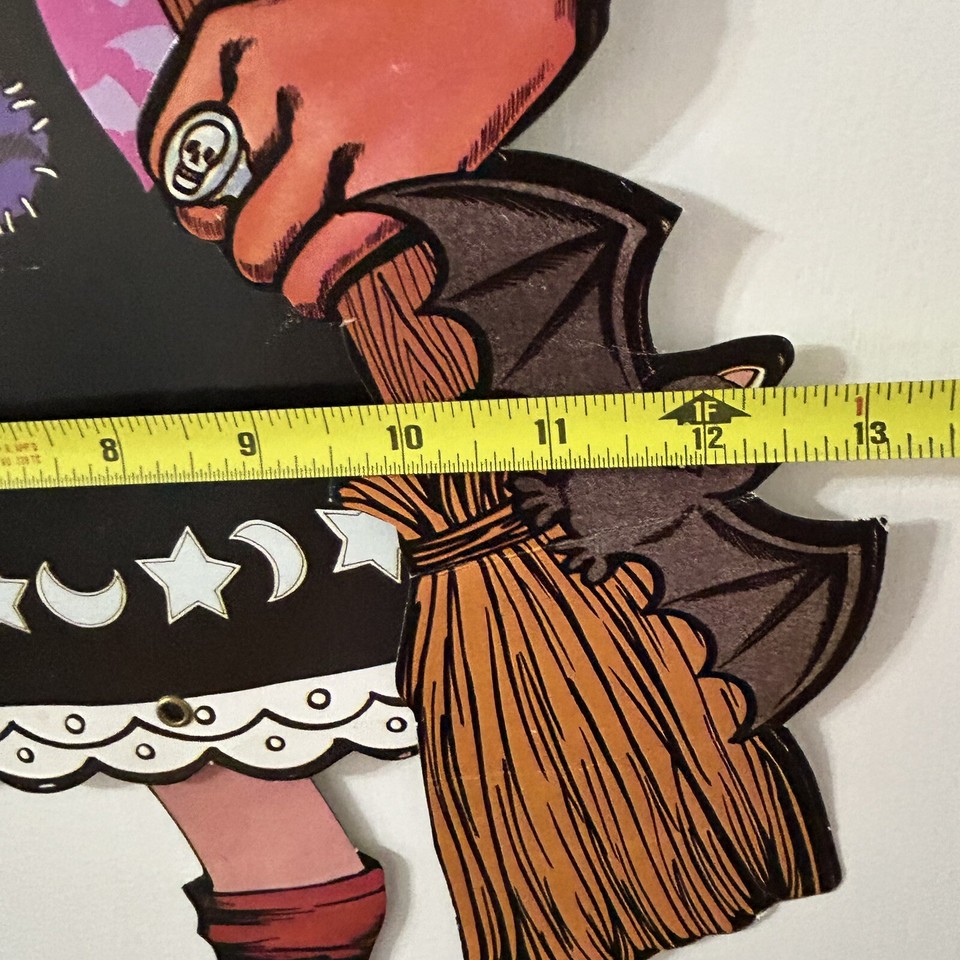 Vintage Die Cut Jointed Articulated Witch Halloween Decor 34” Unbranded ...