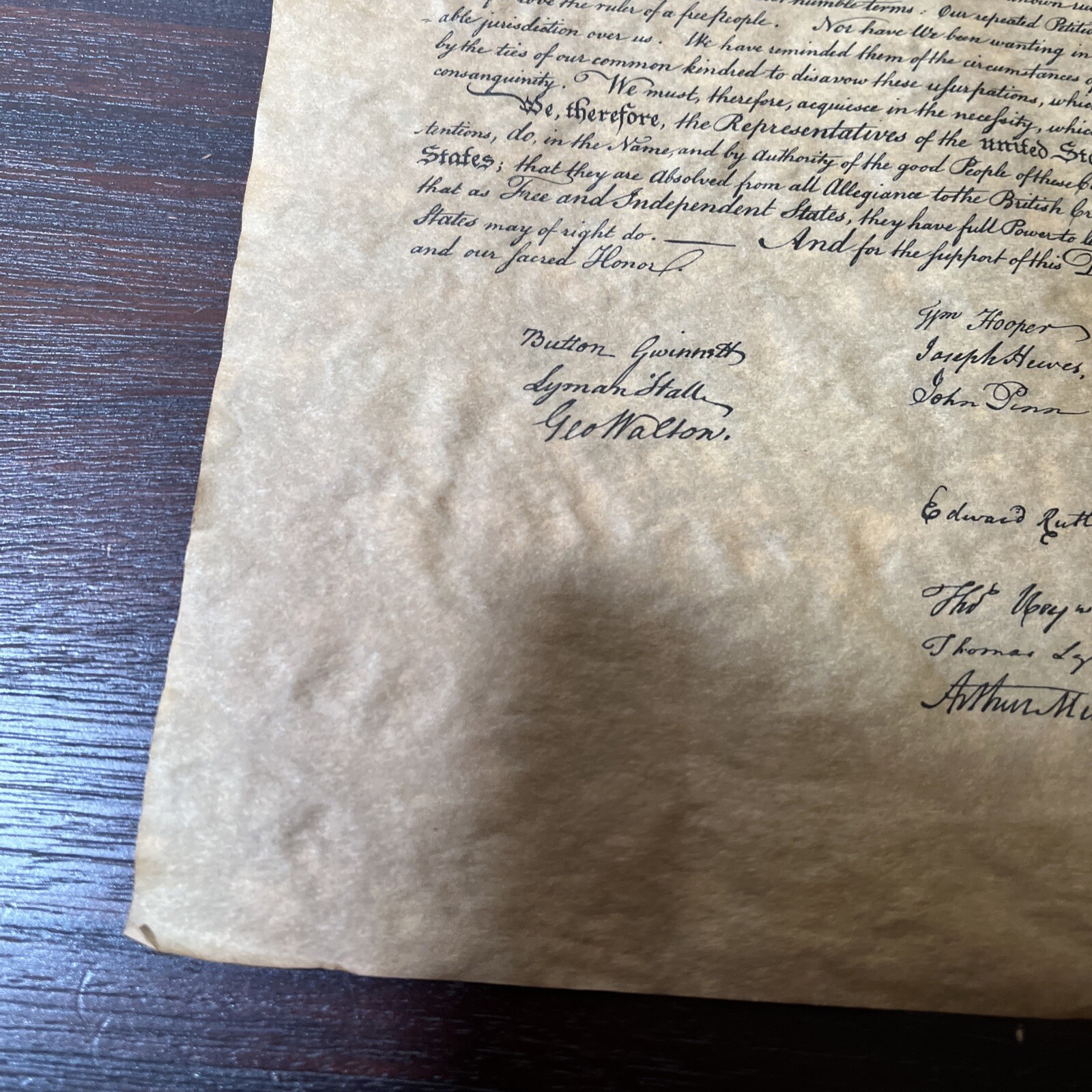 United States Declaration of Independence Antique Parchment Excellent ...