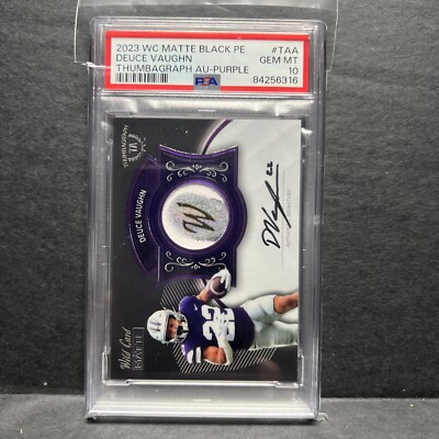 2023 WILD CARD THUMBGRAPH DEUCE VAUGHN AUTO 11/15 PURPLE COLOR MATCH ...