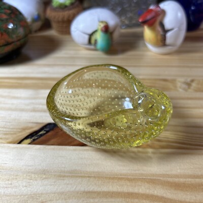 Vintage Archimede Seguso Murano Glass Small Yellow Bowl Ashtray W ...