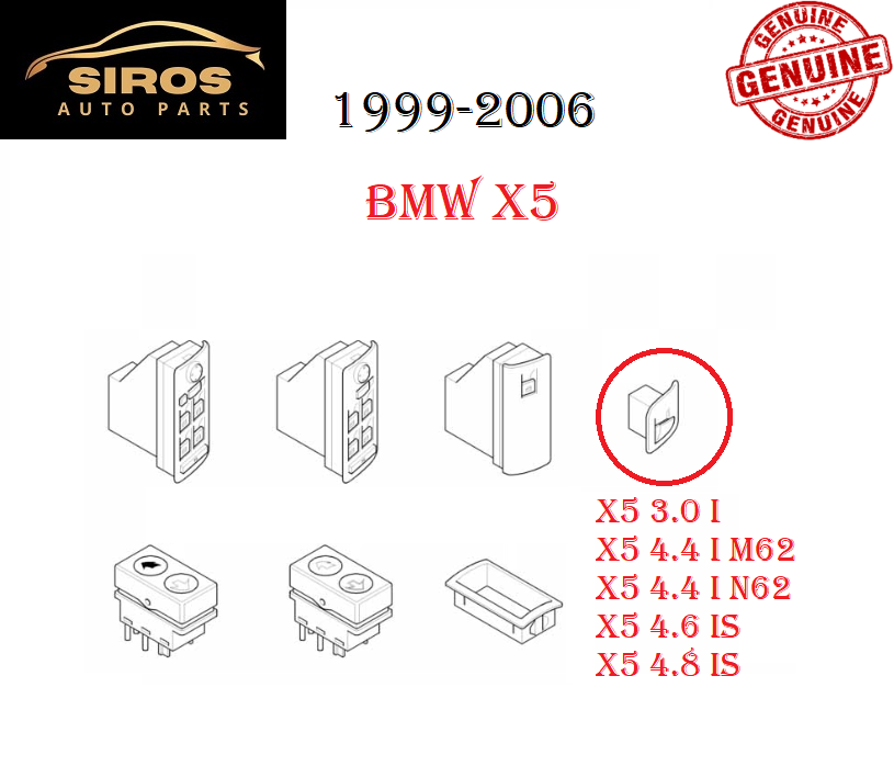 Rear Right Side Door Window Switch Push Pull Button For 1999-2006 BMW ...