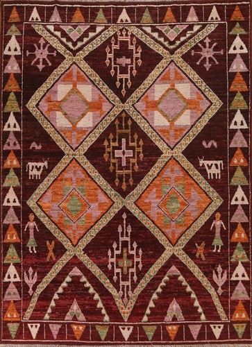 Nomadic Moroccan Geometric Oriental Area Rug 9x10 ft Wool Handmade ...