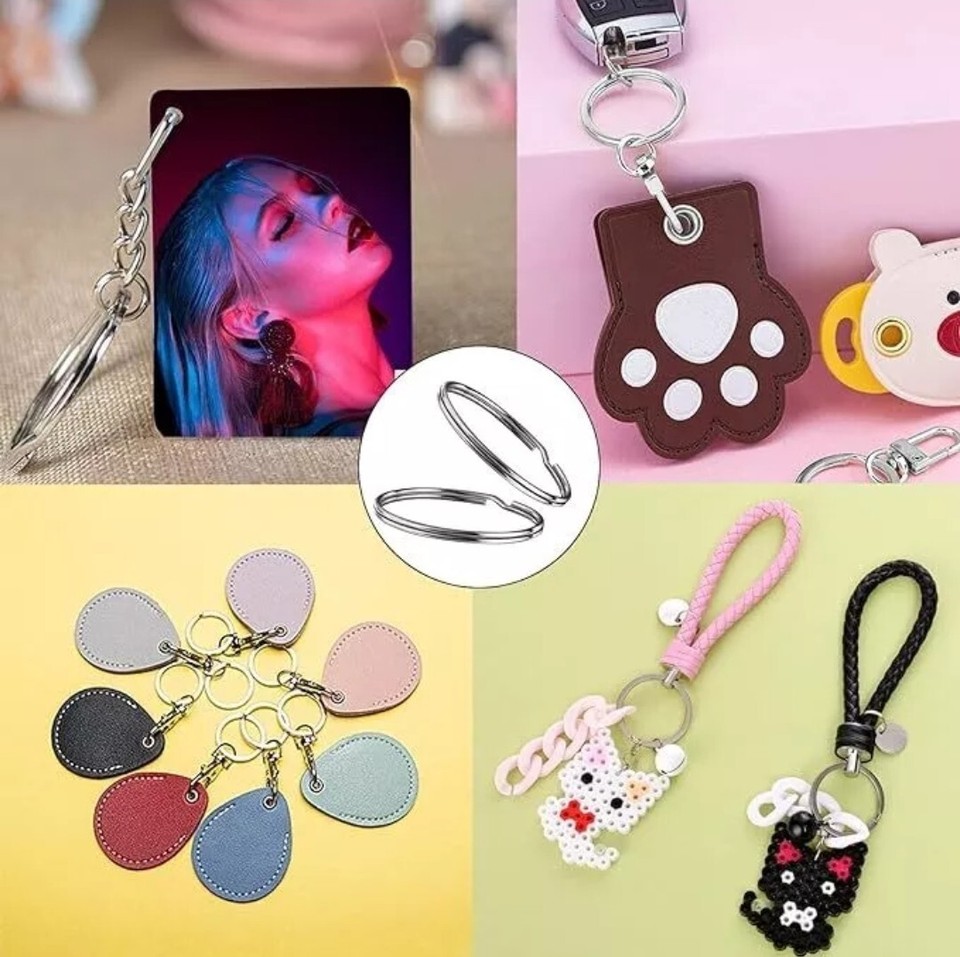 Small - Large Silver Metal Split Rings Keyring Jump Hoop Loop Key Keys ...