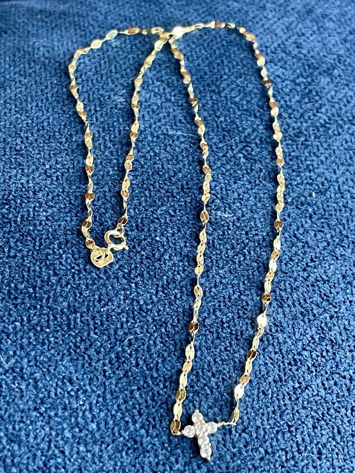 RARE Roberto Coin 14k Gold And Diamond Cross Station Necklace | eBay