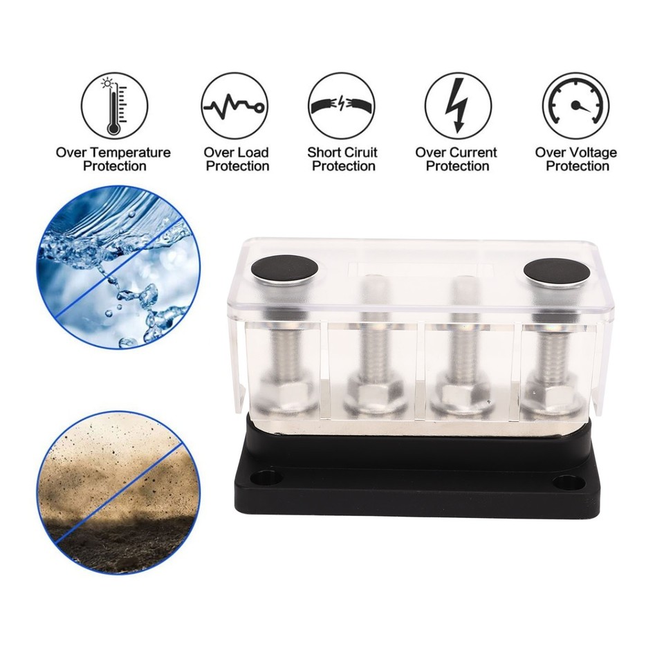 Black 4 Post Power Distribution Block 3/8inch M10 Studs Battery Bus Bar ...