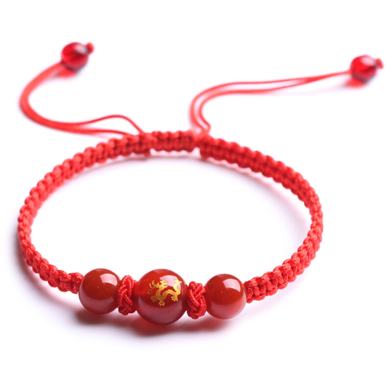 Chinese Style 12 Zodiac Bracelet Dragon Year Lucky Red Rope Bracelet ...