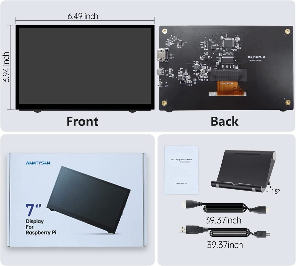 HAMTYSAN Raspberry Pi Screen 7 Inch HDMI Monitor 800x480 LCD Screen ...