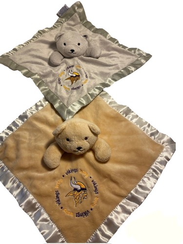 2 Minnesota Vikings Teddy Bear Lovey Plush Security Blanket by Baby ...