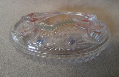 MIKASA Crystal Covered Butter Dish JAPAN decorative bells on lid ...
