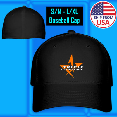 Triple Canopy Black Baseball Cap Hat Adult Size Adjustable S/M & L/XL ...