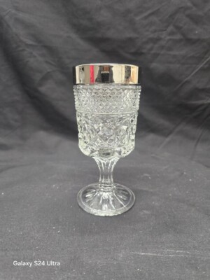 Vintage Anchor Hocking Wexford Water Goblet with Silver Rim Glassware ...
