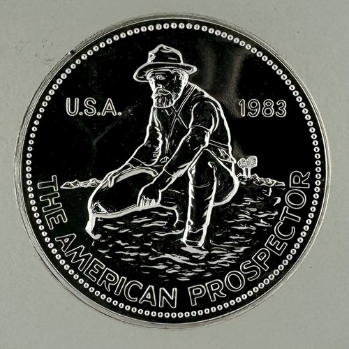 1983 Engelhard American Prospector BU+ .999 1oz SILVER ROUND BIG E KEY ...