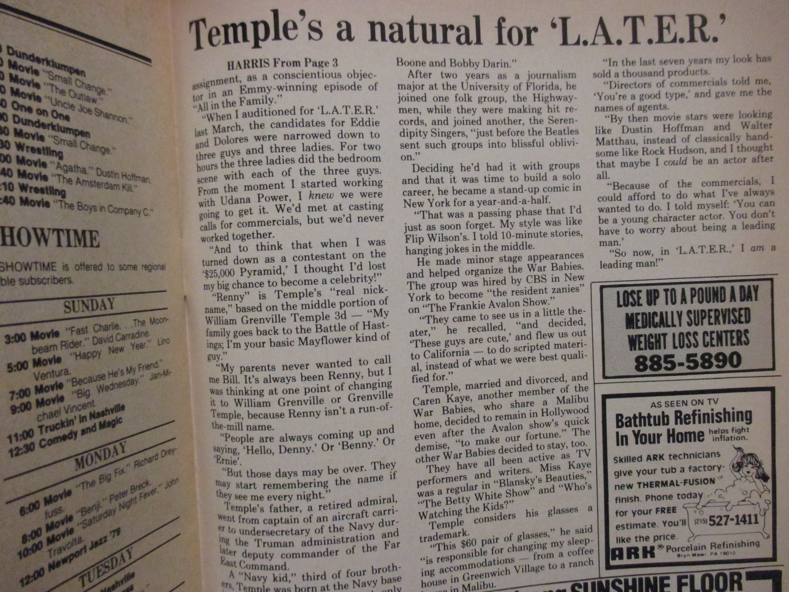 Jan. 6, 1980 Philadelphia Inquirer TV Magaz(RENNY TEMPLE/WENDY SCHAAL/L ...