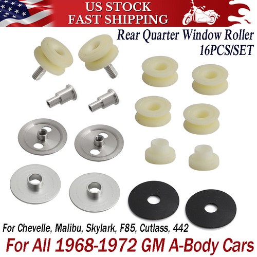 A-body Rear Quarter Window Glass Window Roller Set For 1968-1972 GM GTO ...