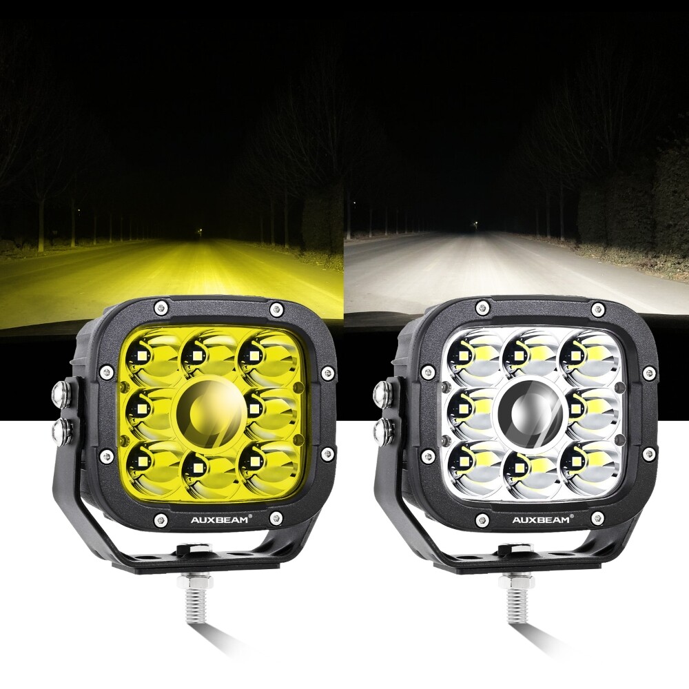 2x Auxbeam 5" LED Spot Pods Amber Fog LED Square Cube Lights for Can-am ...