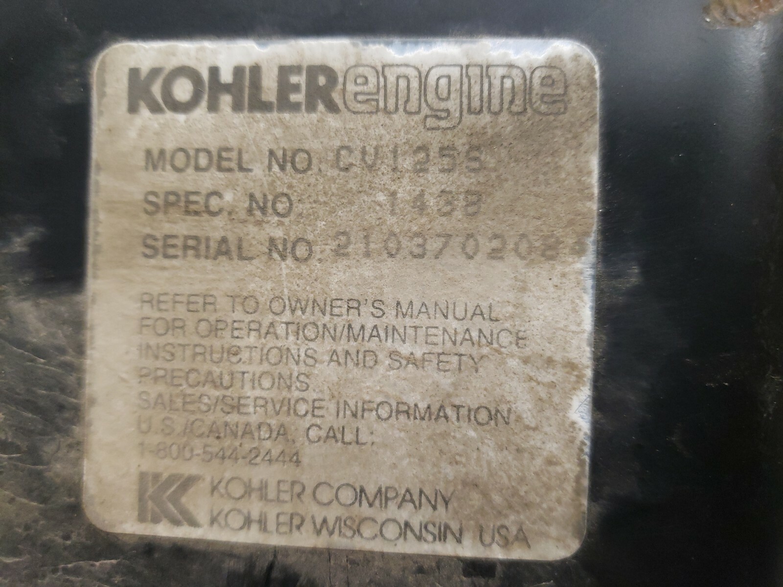 KOHLER COMMAND 12.5HP GOOD RUNNING ENGINE MOTOR CV12.5s - 1438 engine ...