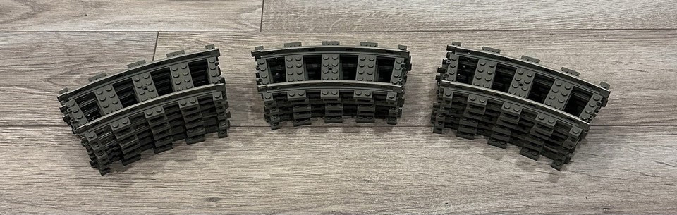 LEGO Old Dark Gray 9v Train Track Lot - 17 Curved, 10 Straight, 2 ...