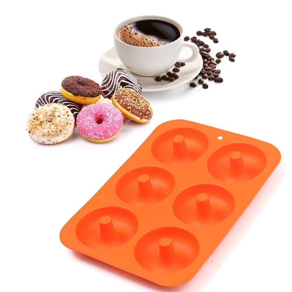 6-Cavity Silicone Donut Mold Silicone Bagel Mold Non-Stick Donut Mold ...
