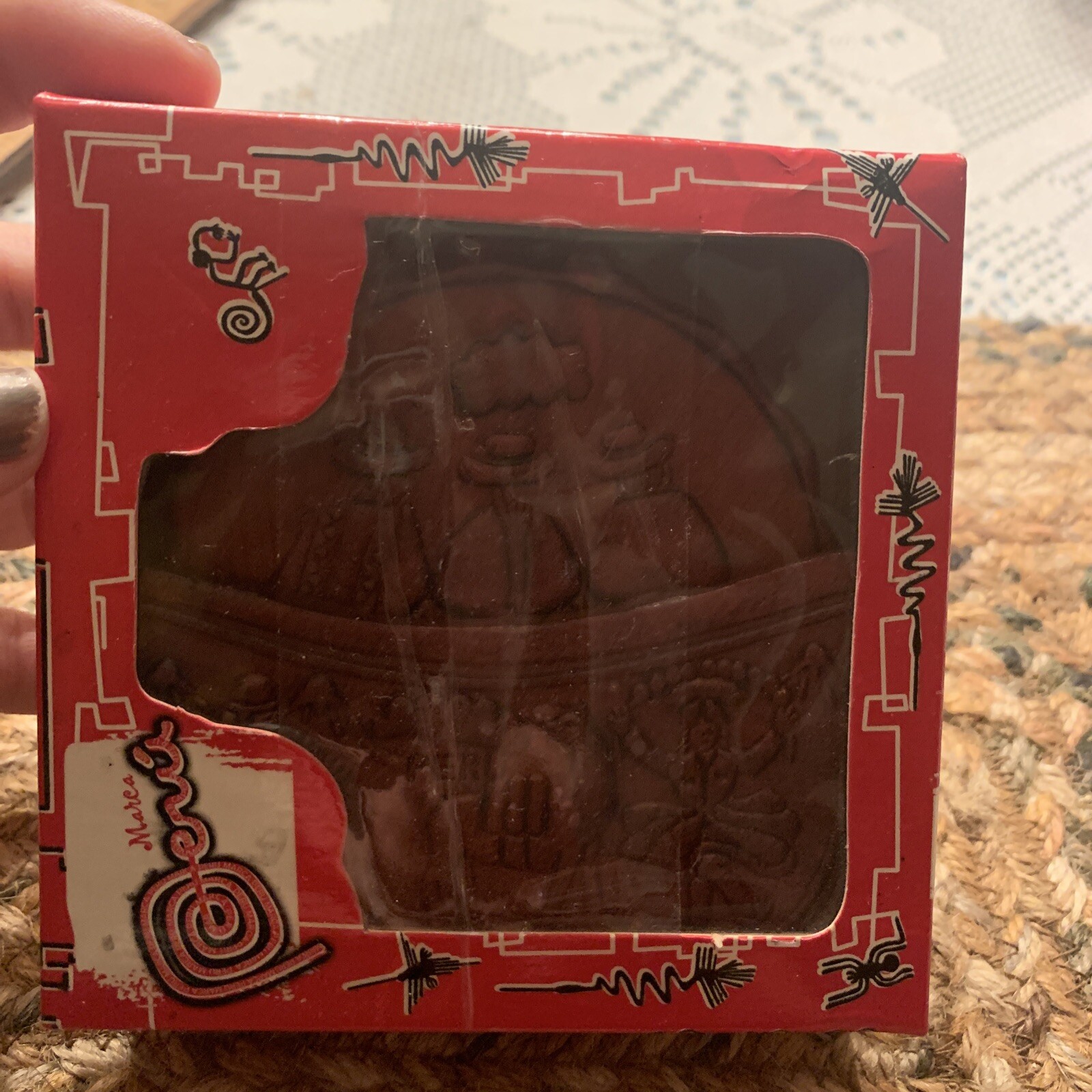 Hand Tooled Artisan Leather Coaster Set From Peru. Brand new. 6 ...