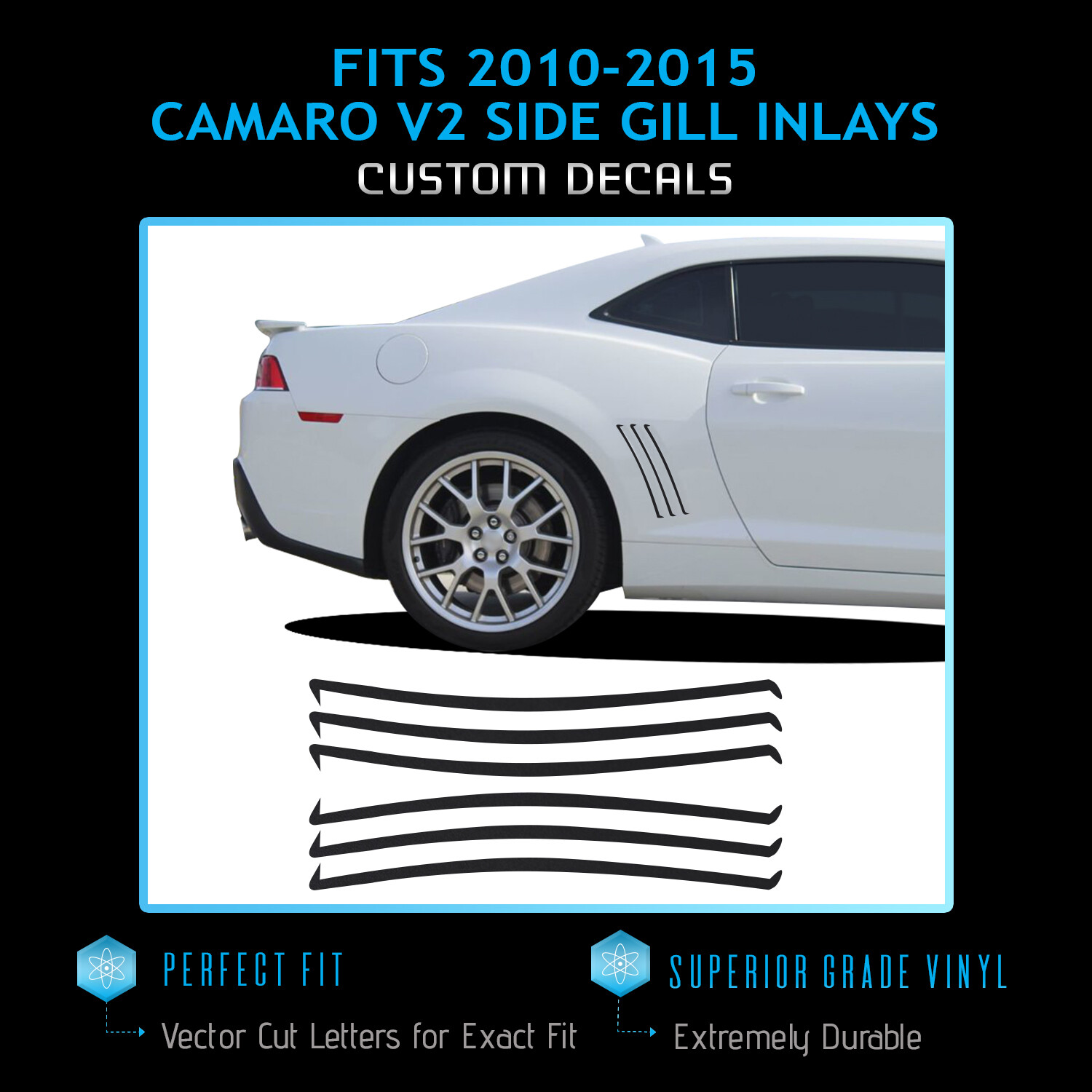 For 2010-2015 Chevy Camaro Thin Side Vent Gills Inlay Decals Matte Carbon Fiber | eBay